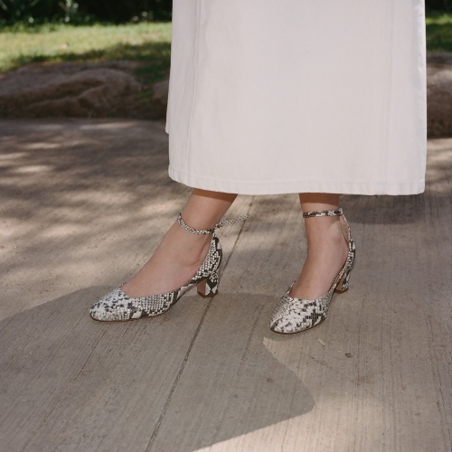 Sira Heels, off white python pattern | Balagan Studio