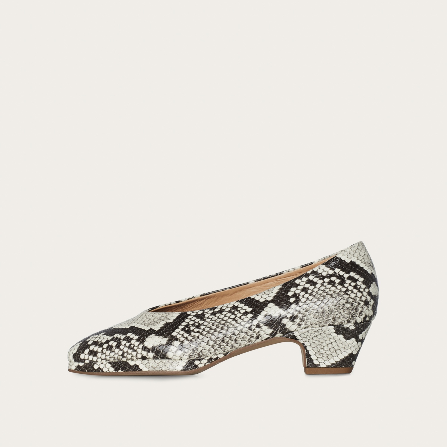 Lenu heels, off white python pattern | Balagan Studio