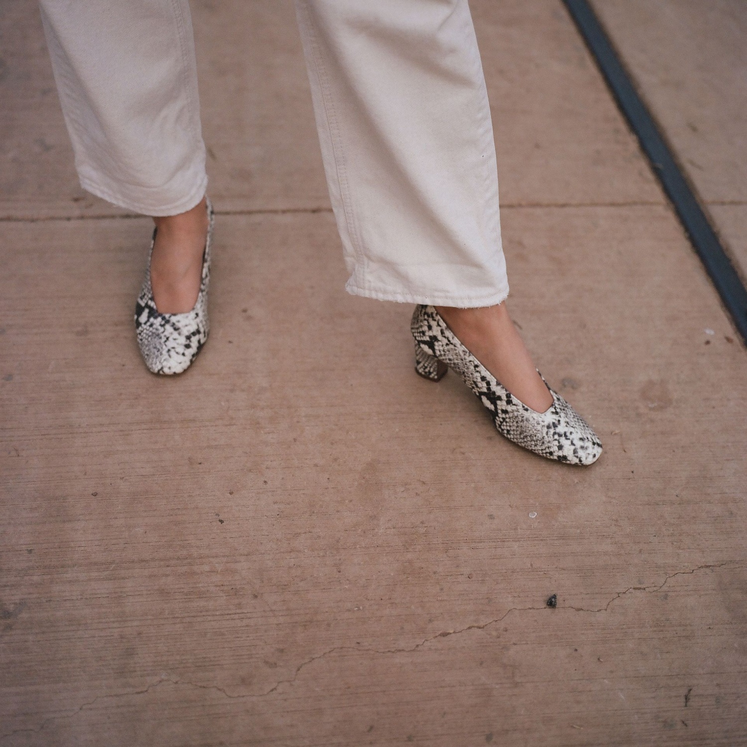 Dvora Heels, off white python pattern | Balagan Studio
