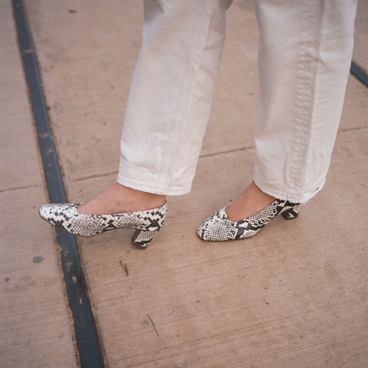 Dvora Heels, off white python pattern | Balagan Studio