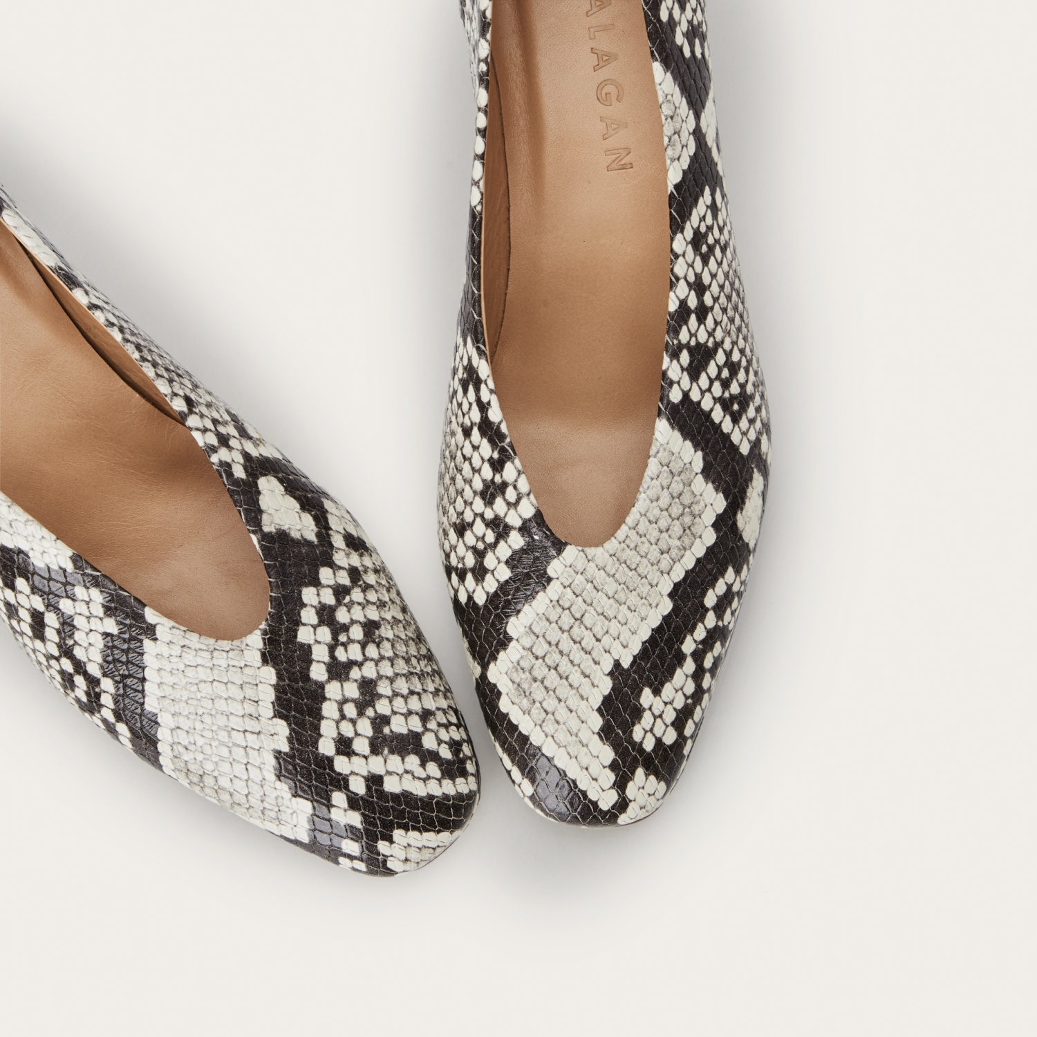 Lenu heels, off white python pattern | Balagan Studio