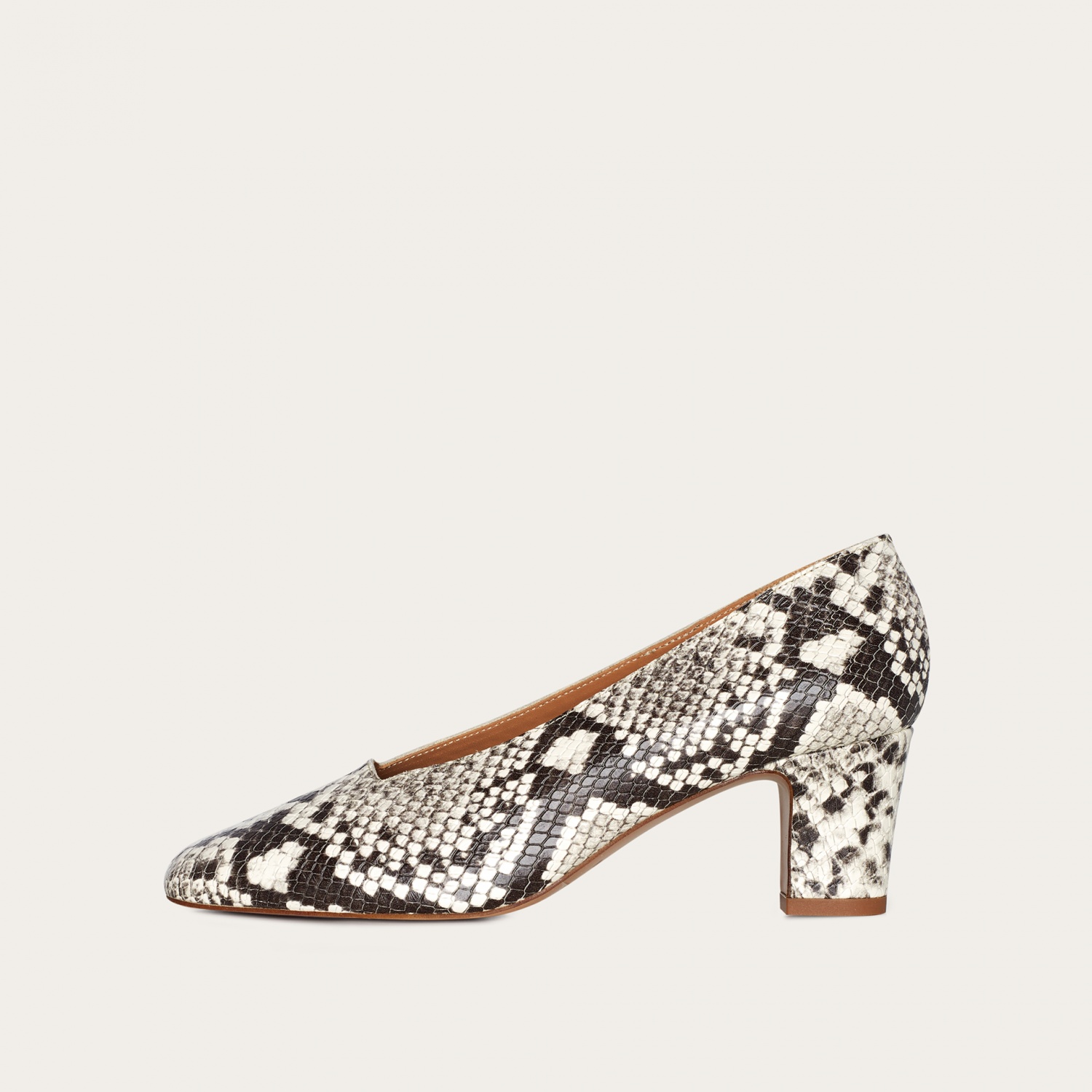 Dvora Heels, off white python pattern | Balagan Studio