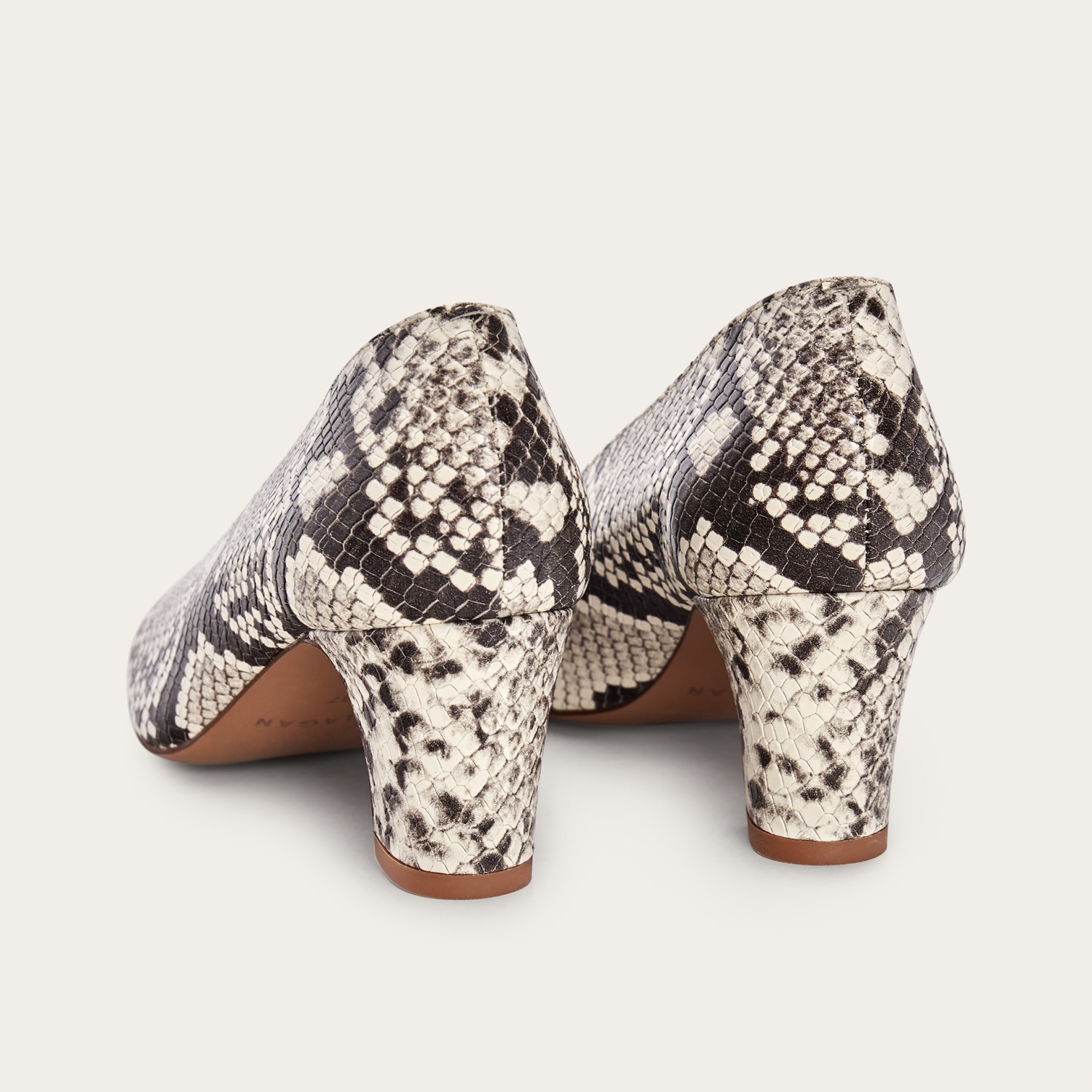 Dvora Heels, off white python pattern | Balagan Studio