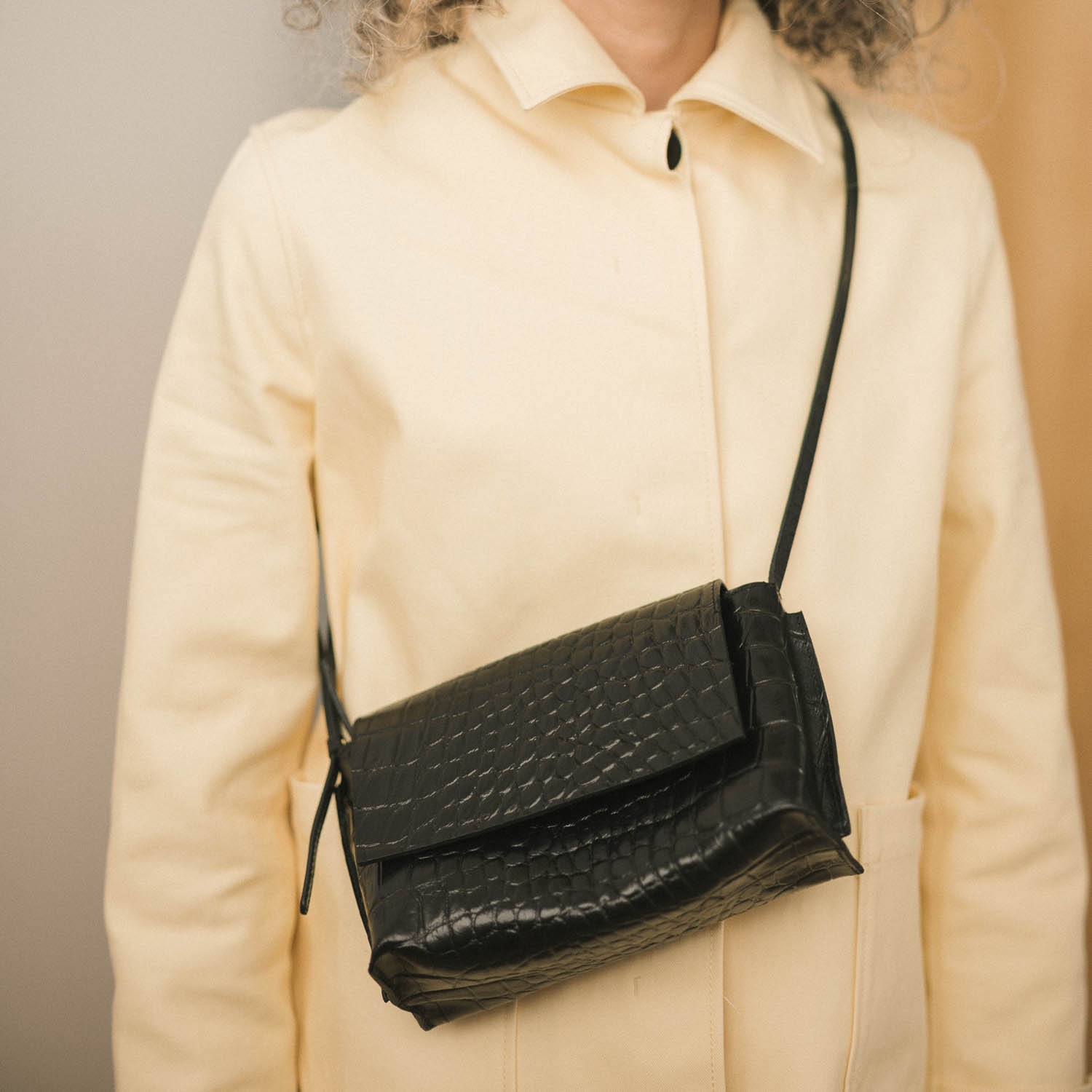 Ashley Bag S, black croco | Balagan Studio