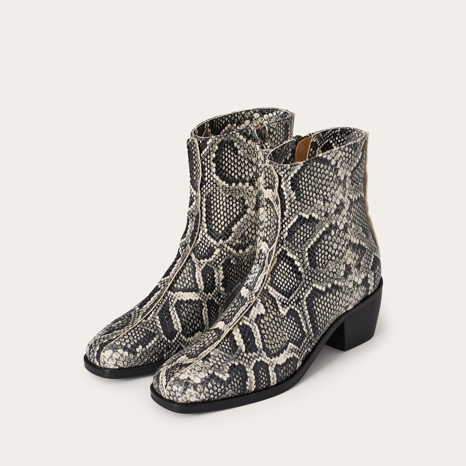 Selene Boots, off white python pattern | Balagan Studio